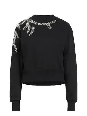 Sandro Cotton-blend Fleece Sweatshirt With Appliqués - Black