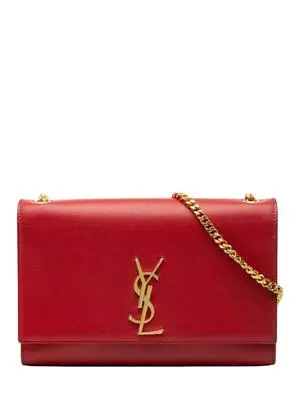 Saint Laurent 2018 Medium Grain De Poudre Monogram Kate Crossbody Bag - Red