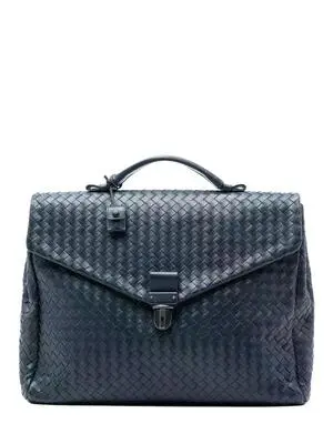 Bottega Veneta Nappa Intrecciato Briefcase Business Bag - Blue