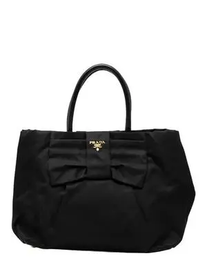 Prada 2010-2026 Tessuto Fiocco Bow Tote Bag - Black