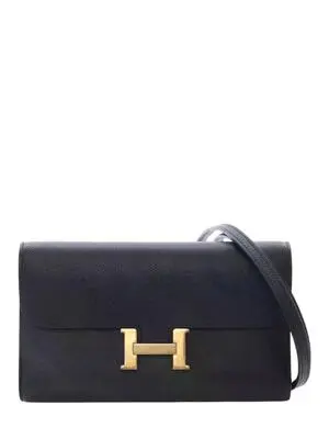 Hermès Epsom Constance Long To Go Wallet Crossbody Bag - Black