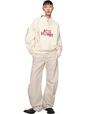 Acne Studios Fleece Logo Sweatshirt - Off White