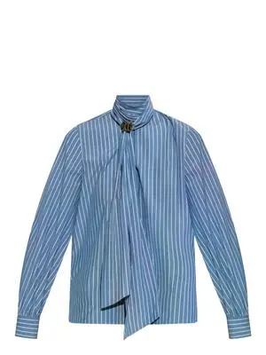 Max Mara Striped Blouse With Flower Embellishment - Blue