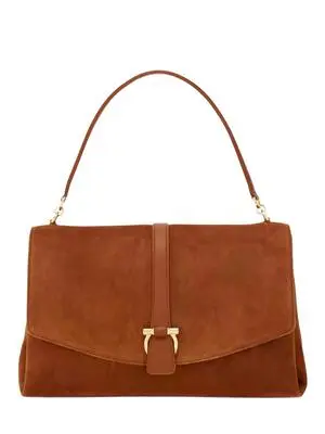 FERRAGAMO Large Front Flap Shoulder Bag - Brown