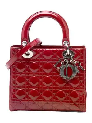 Dior 2013 Medium Patent Cannage Lady Satchel - Red