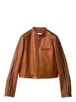 Miu Miu Stand-up Collar Stripe Jacket - Brown