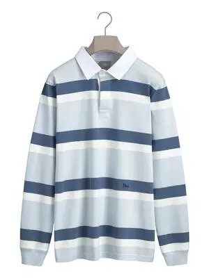 Dior Long-sleeved Polo Shirt - Blue Cotton Jersey With Stripes