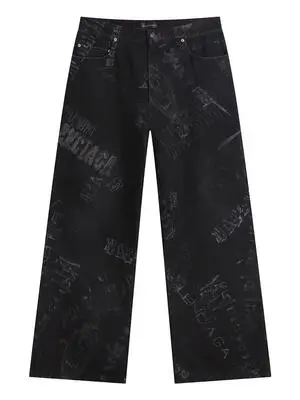 Balenciaga Washed Crayon Baggy Trousers - Black Fade Out