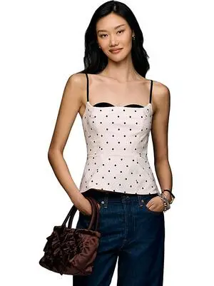 Maeve Peekaboo Corset Tank Top - White Dot