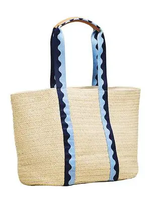 SHIRALEAH Marbella Straw Tote - Navy