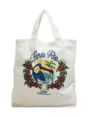 Farm Rio Graphic Cotton Tote Bag - Red Floral