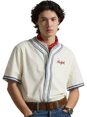 Ralph Lauren Classic Fit Baseball Shirt - Warm White/blue