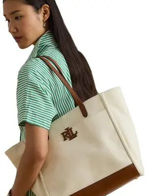 Ralph Lauren Canvas Cameryn Large Tote - Natural/lauren Tan