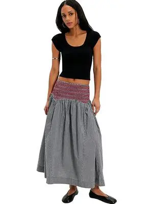 DAMSON MADDER Layla Godet Midi Skirt - Black