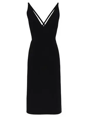 Magda Butrym Wool Midi Dress With V-neck And Strappy Detail - Black