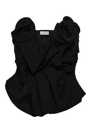 Magda Butrym Sweetheart Neck Wool Corset Top - Black