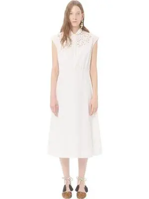 Valentino Garavani Embroidered Poplin Midi Dress - White