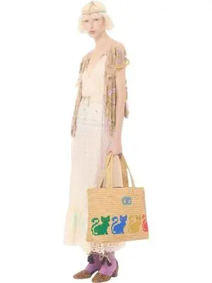 Valentino Garavani Raffiachat Large Raffia Shopping Bag - Multicolor
