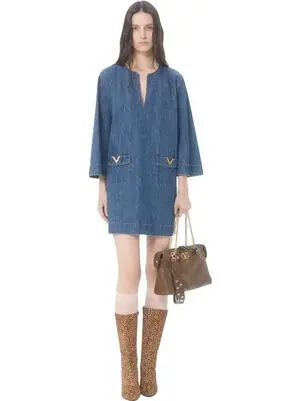 Valentino Garavani Denim Chambray Dress - Blue