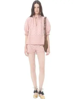 Valentino Garavani Sangallo Lace Top With Fleurs Ajours Margheritine Pattern - Pink