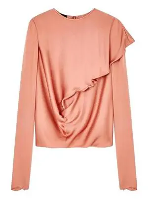 Giorgio Armani Draped Silk Charmeuse Blouse - Orange