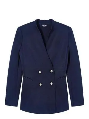 Giorgio Armani Silk Knit Double-breasted Jacket - Blue