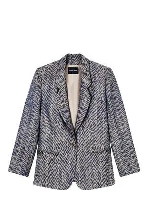 Giorgio Armani Single-breasted Viscose Jacquard Jacket - Blue