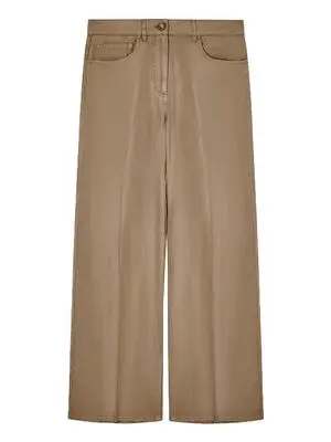 Giorgio Armani Cupro And Linen Denim Trousers - Brown