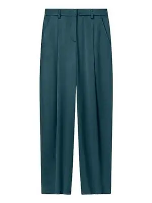 Giorgio Armani Silk Double Satin Single-pleat Trousers - Green