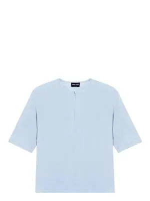 Giorgio Armani Short-sleeved Cupro Shirt - Natural