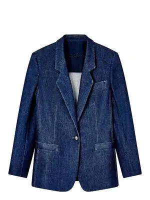 Giorgio Armani Denim Single-breasted Jacket In Stretch Cotton - Blue