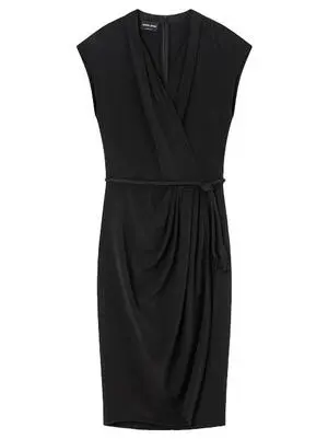 Giorgio Armani Long Dress In Silk-blend Crêpe - Black