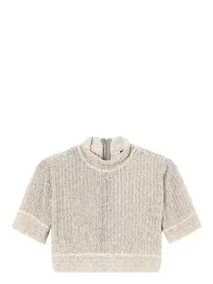 Giorgio Armani Short Viscose Jersey Jumper - Brown / Neutral