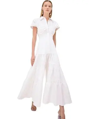 Alexis Carosini Tiered Midi Dress White