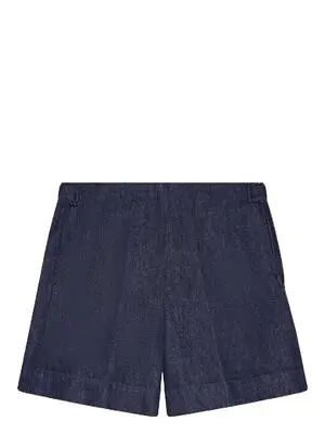 Emporio Armani 11 Oz. Denim Shorts With Waistband Detail - Blue