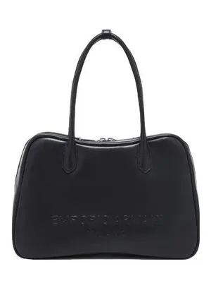 Emporio Armani Eagle Club Capsule Collection Soft Leather Shoulder Bag - Black