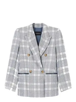 Emporio Armani Jacquard Double-breasted Blazer - Blue