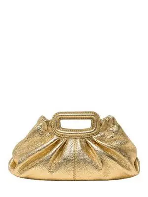 Maje Milpli Metallic Leather Mini Clutch - Gold