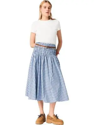 Maje Rhinestone Cotton Maxi Skirt - Blue