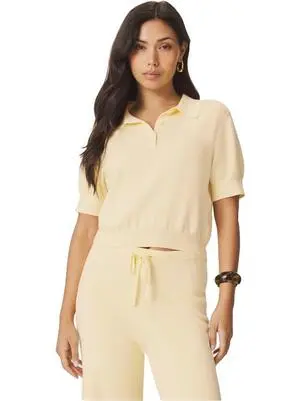 Splendid Christa Polo Short Sleeve Sweater - Yellow