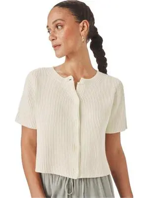 Splendid Delilah Short Sleeve Cardigan - Neutral