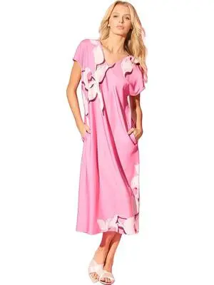 Natori Orchida Short Sleeve Caftan Pink