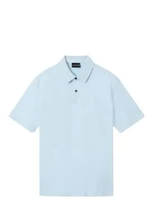 Emporio Armani Loose-fit Polo Shirt In Light Jersey - Blue