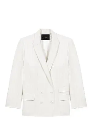 Maje Relaxed-fit Double-breasted Lyocell-blend Blazer - White