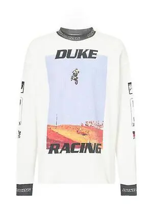 DUKE + DEXTER Motocross Waffle-knit Cotton Top - White