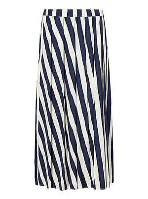 Max Mara Striped Cotton Midi Skirt - Navy Big Stripe