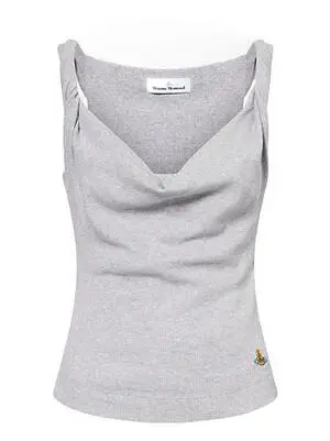 VIVIENNE WESTWOOD Anna Twisted-straps Stretch-cotton Top - Grey Melange