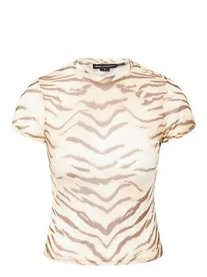 Good American Mesh T-shirt - Brown Tiger