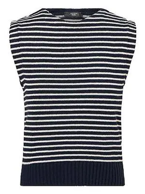 Max Mara Striped Cotton-blend Waistcoat - Navy Small Stripe