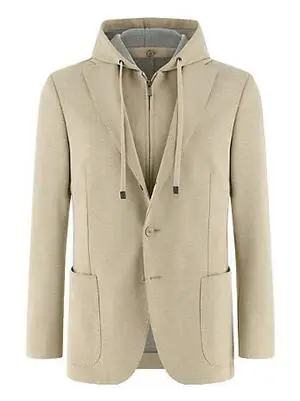 Boggi Milano Madison Removable-hood Stretch-jersey Jacket - Beige